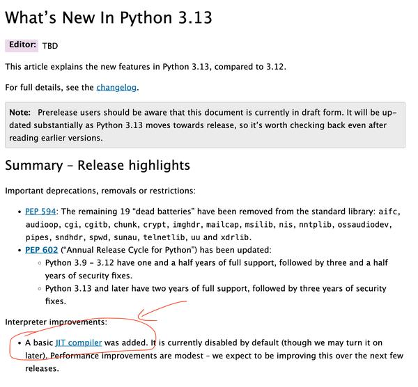 泛程序员 的想法: Python 原生 JIT 要来了！ | #即时编译（JIT） 要进入 CPython 实现了。该来的总会来。 - 知乎