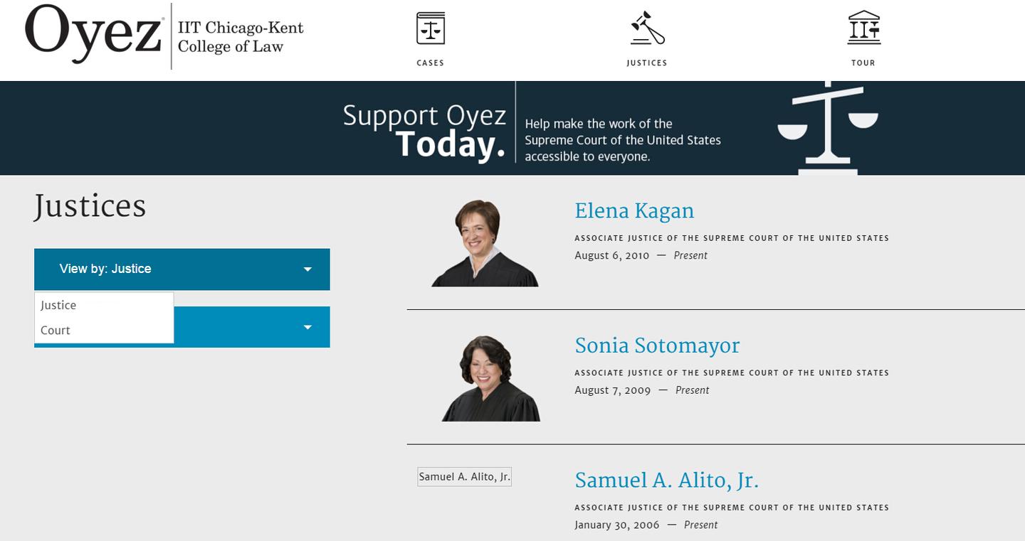 网站推荐：Oyez - 知乎