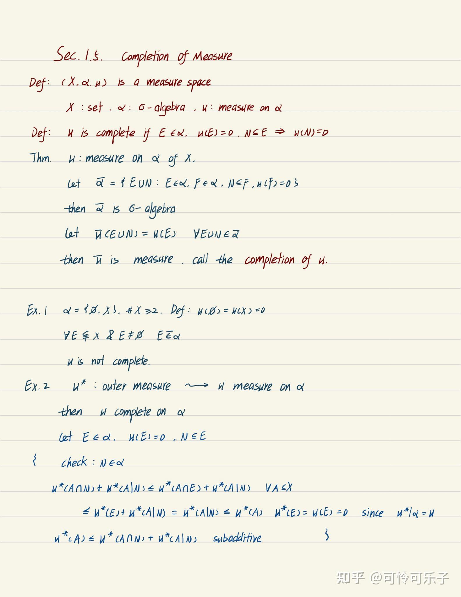 实分析笔记(1.2) Constructing outer measure, Completion, Lebesgue measure - 知乎