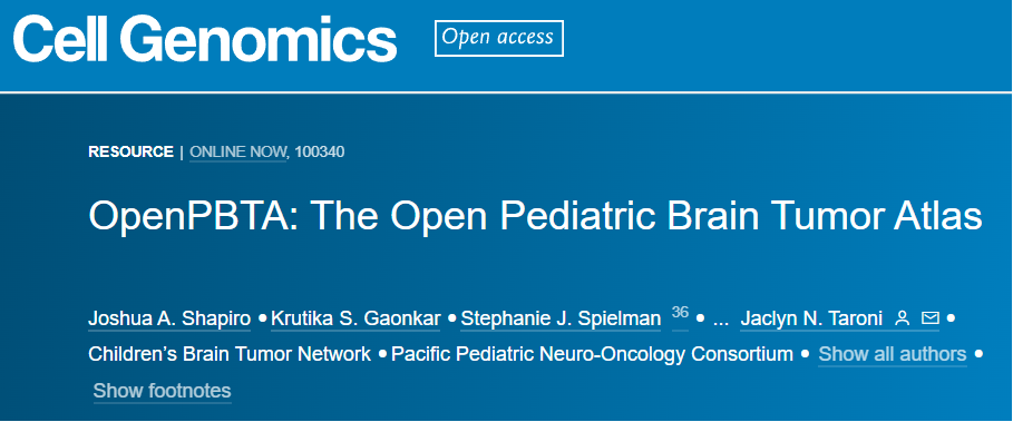 Cell Genomics | 开放的儿童脑肿瘤图谱OpenPBTA，加速基因组发现与转化 - 知乎
