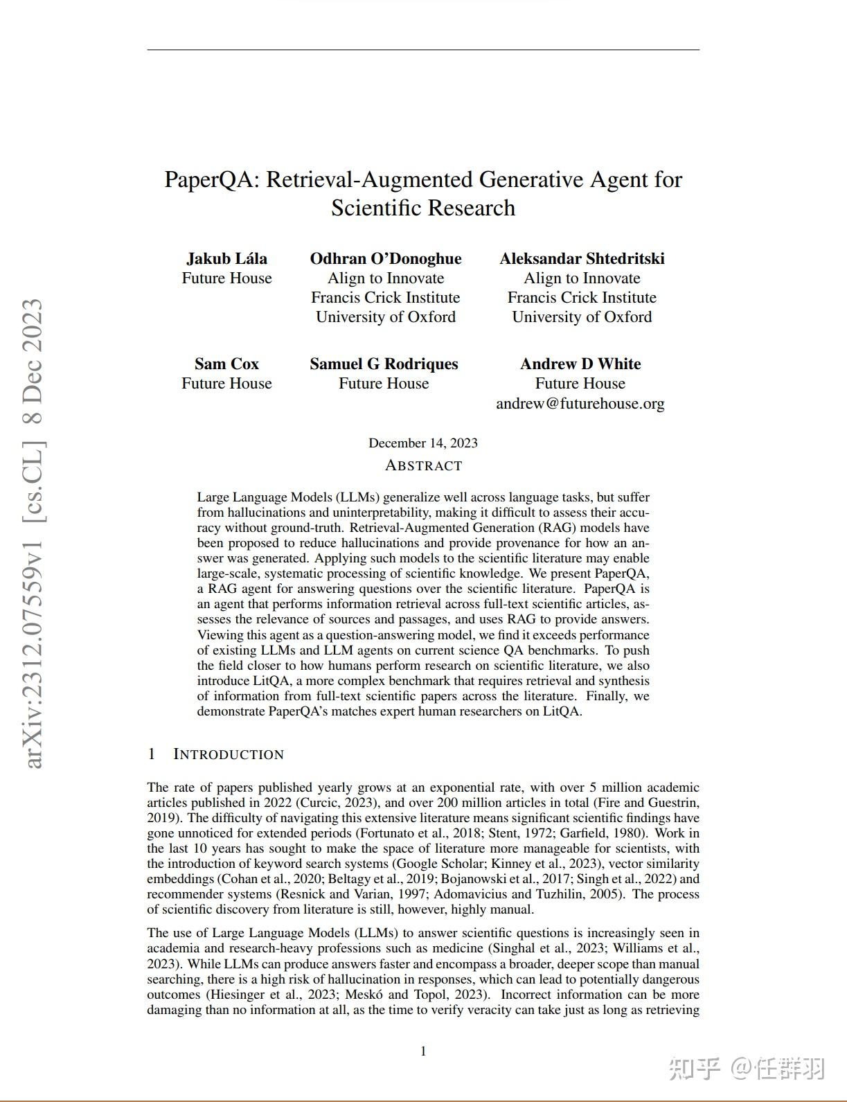 RAG实践：PaperQA用于科学文献检索问答！ - 知乎