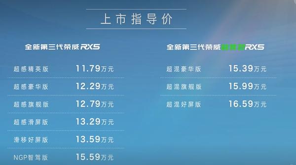 第三代荣威RX5/超混eRX5正式上市 售11.79万元起 - 知乎