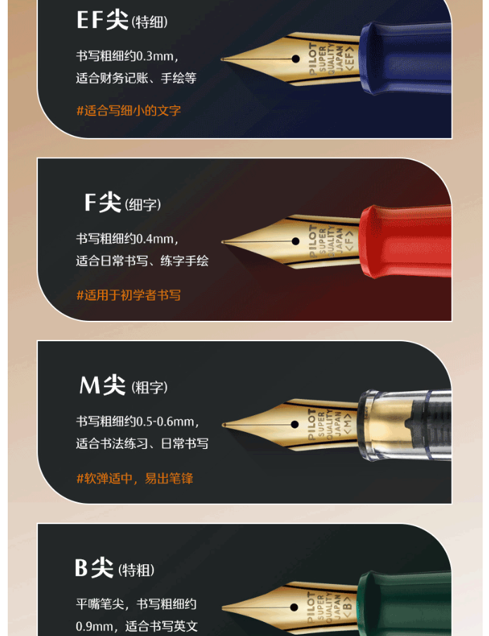 钢笔笔尖规格 F、M、EF？ - 知乎