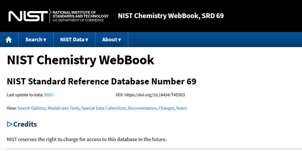 免费的专业的详细的热力学数据库：NIST WebBook查询教程 - 知乎