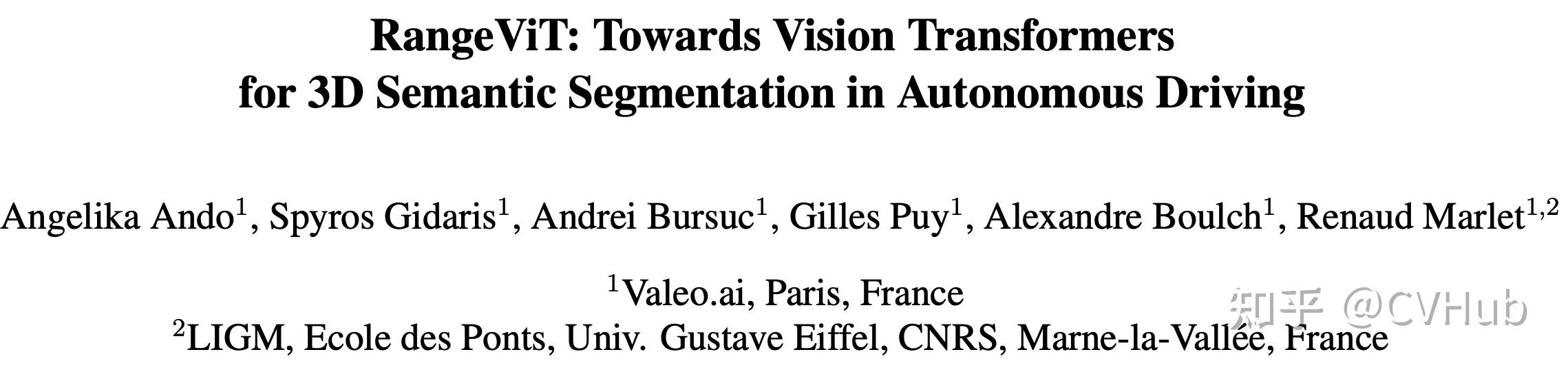 图像预训练权重也能应用在点云数据上？| RangeViT：最新应用于自动驾驶的3D点云语义分割模型 - 知乎