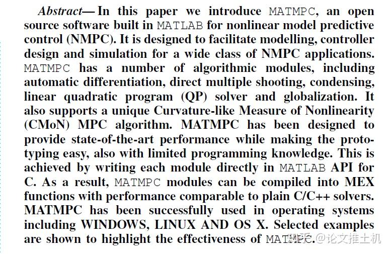 MATMPC - A MATLAB Based Toolbox for Real-time Nonlinear Model ...