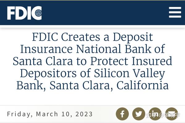 硅谷银行倒闭，FDIC接管 - 知乎