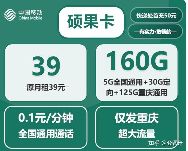 重庆移动硕果卡深度解析：39元160G，流量大户避坑必看 - 知乎