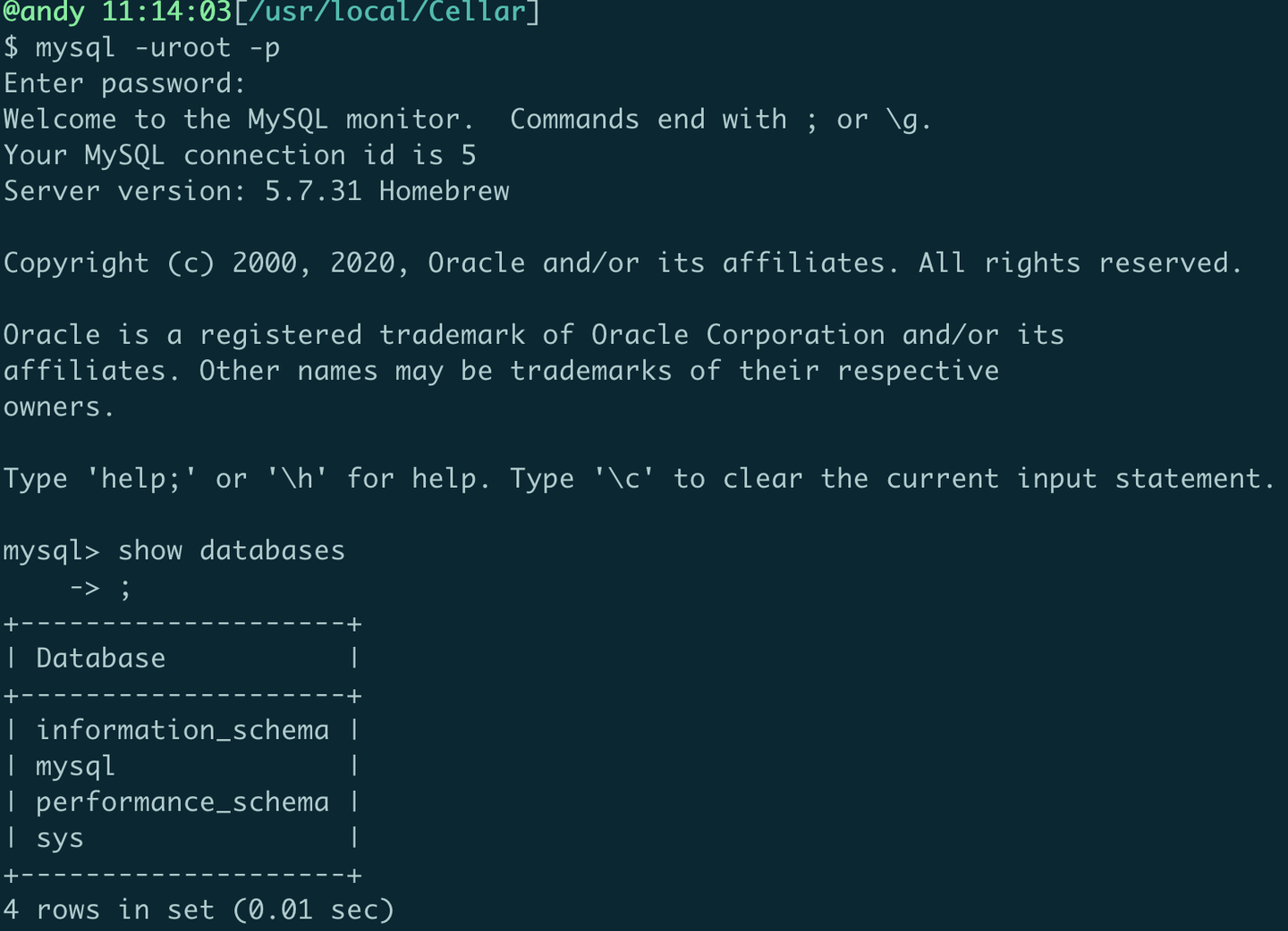 Mac电脑 | 通过brew命令行安装MySQL@5.7 - 知乎