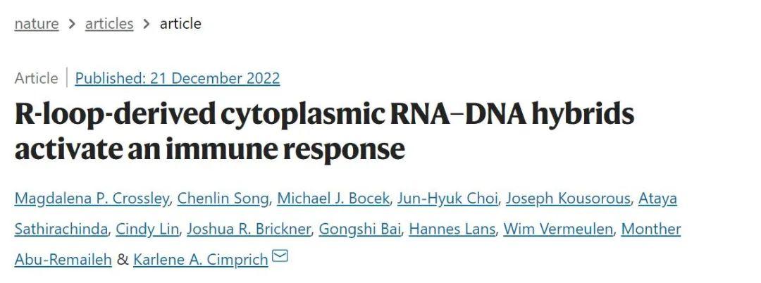 Nature | R-环衍生的RNA-DNA杂交体激活免疫应答 - 知乎