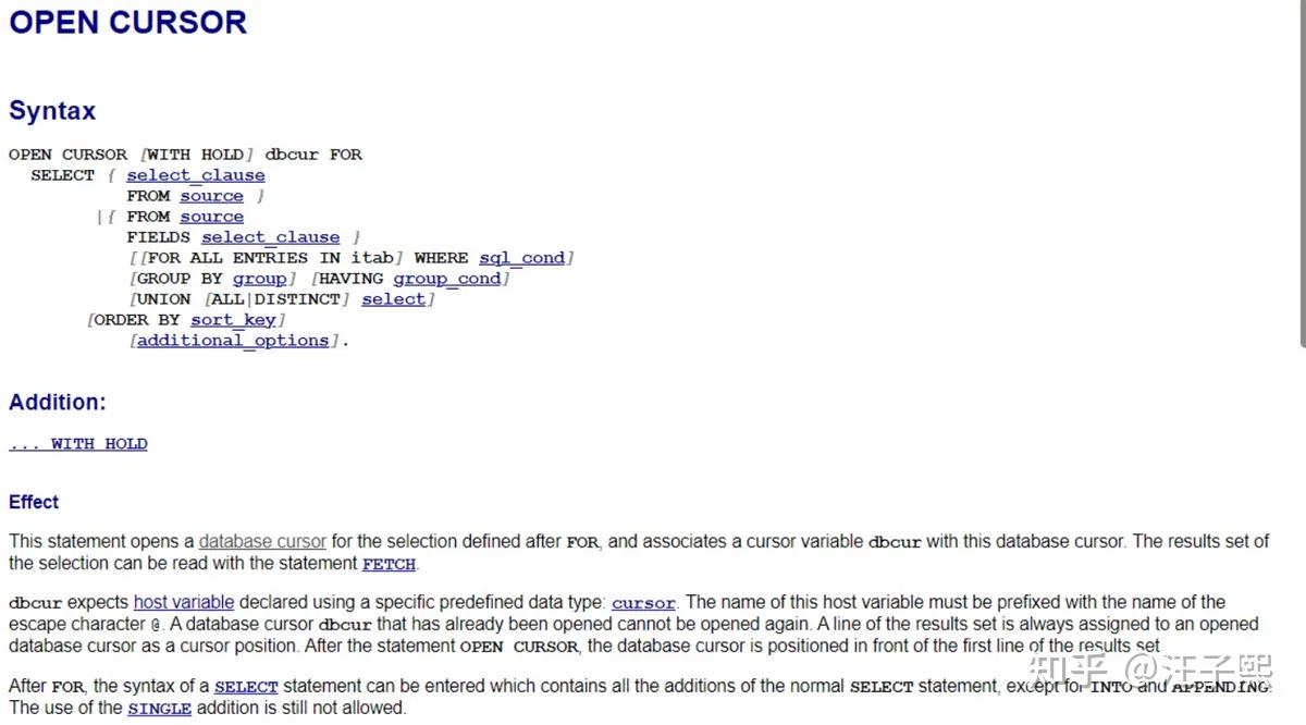 ABAP OPEN CUROSR 关键字的使用场景和与 SELECT 的区别 - 知乎