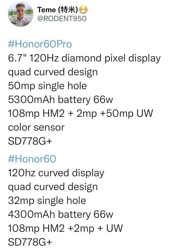 荣耀60配置大曝光！骁龙778G Plus+一亿像素主摄 - 知乎