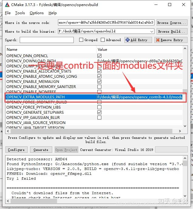 win10 vs2019 x64 cmake 编译opencv4.3+contrib模块 - 知乎