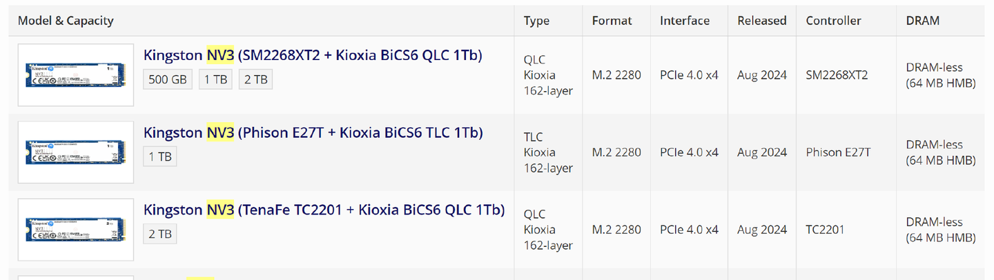 QLC还是TLC？金士顿 NV3固态硬盘存在主控/颗粒混用情况 - 知乎