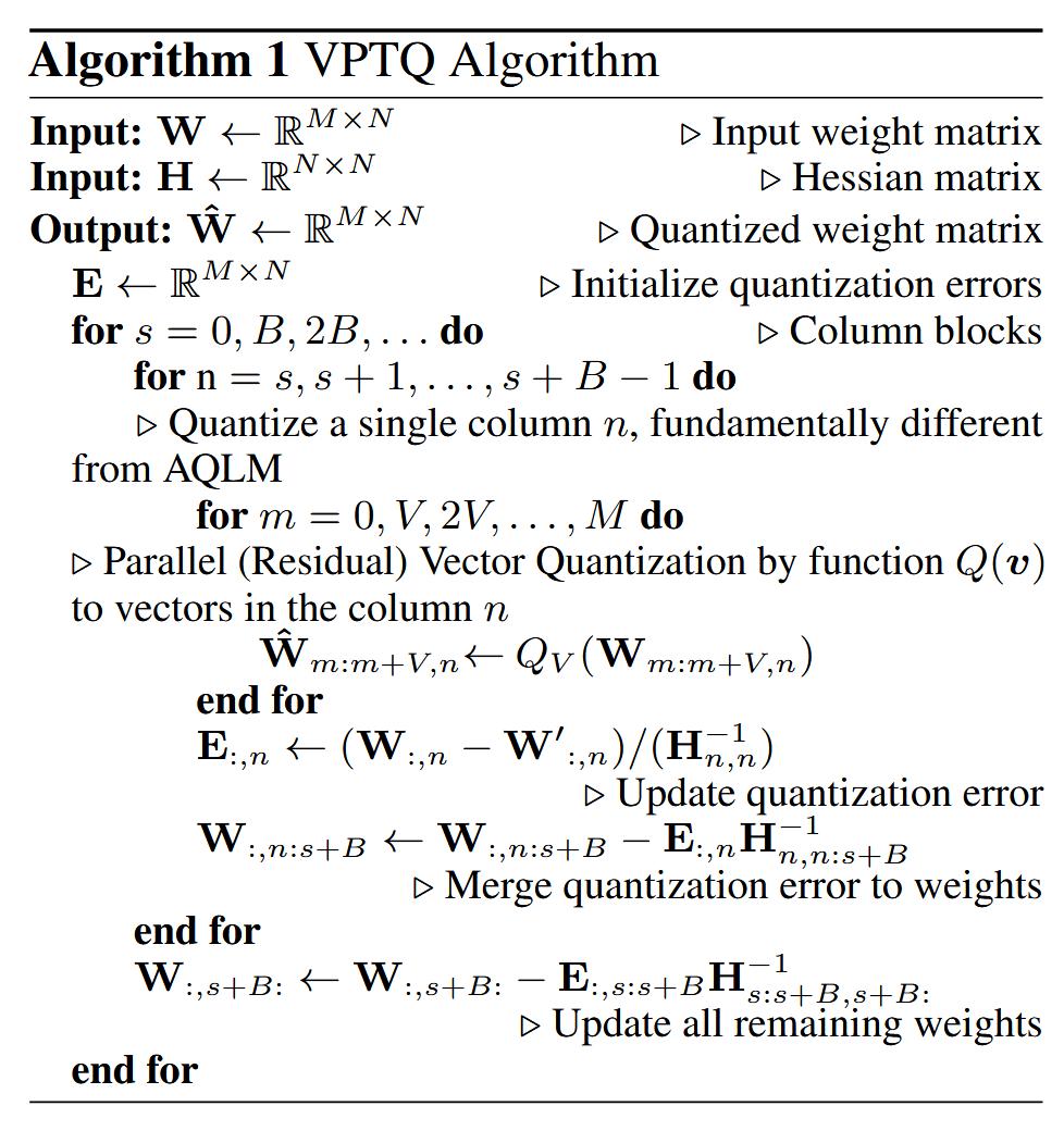 Paper Reading——VPTQ: Extreme Low-bit Vector Post-Training Quantization for Large Language Models ...