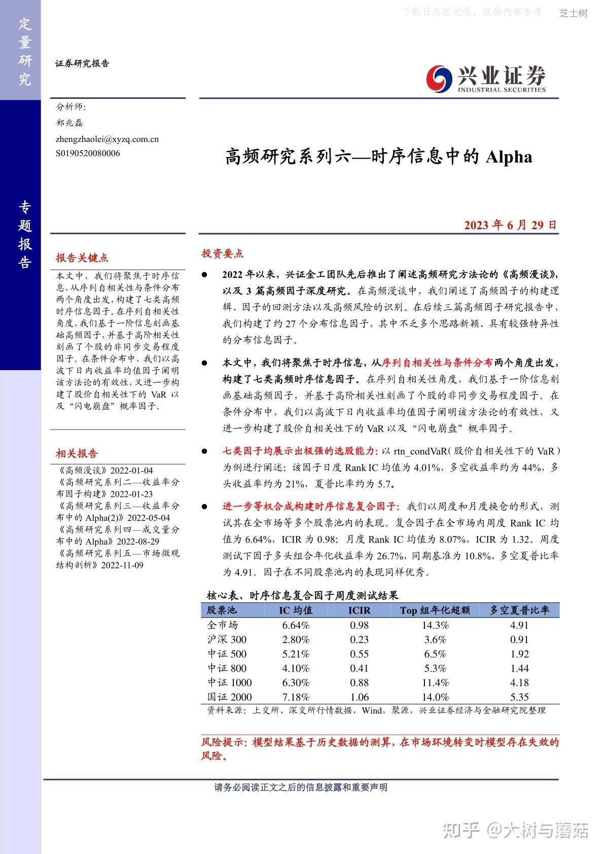 高频研究系列：时序信息中的Alpha——2023-06-30 - 知乎