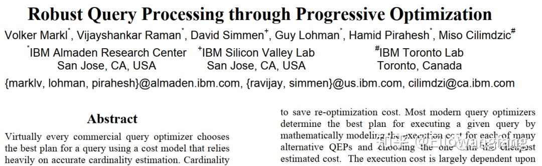 [经典论文]: Robust Query Processing through Progressive Optimization - 知乎