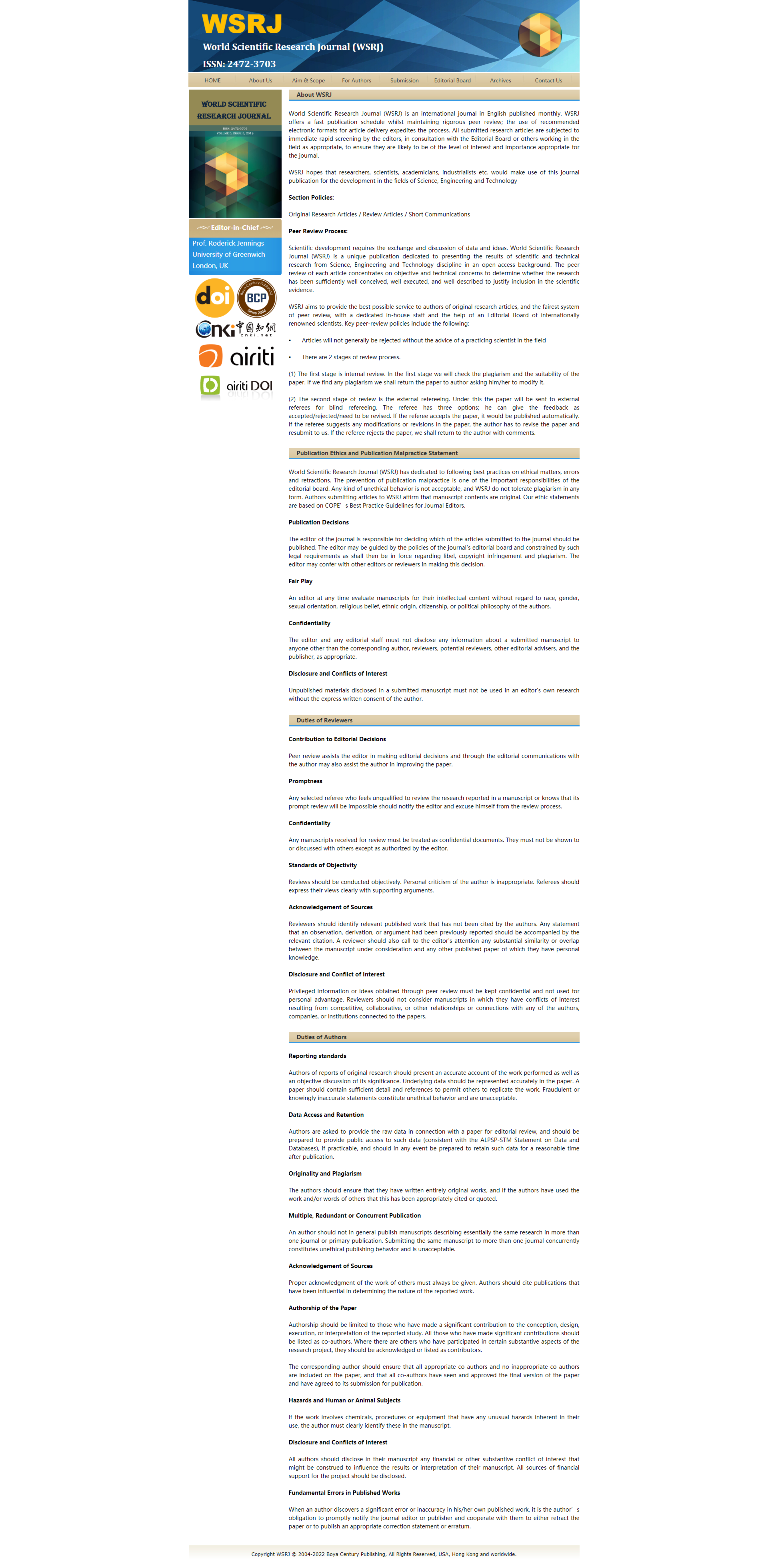 World Scientific Research Journal（WSRJ） 世界科学研究杂志 - 知乎