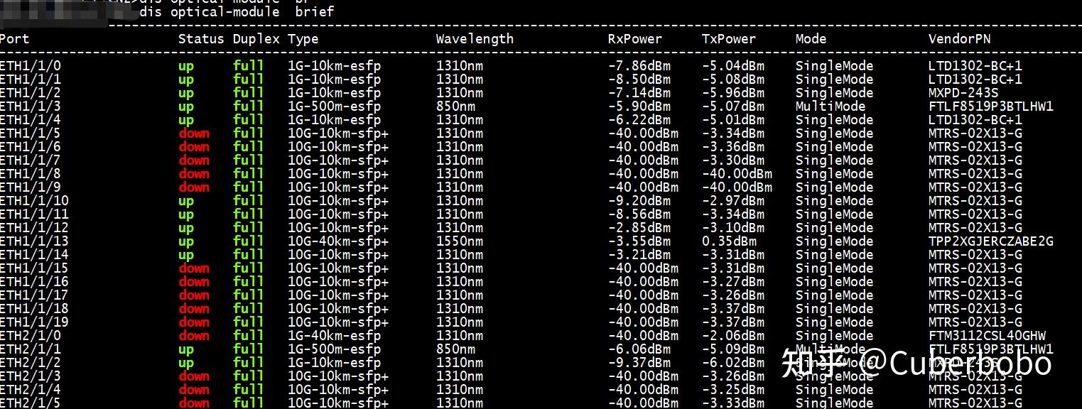 通过textFSM模板匹配华为交换机的dis transceiver-verbose中的信息生成excel - 知乎