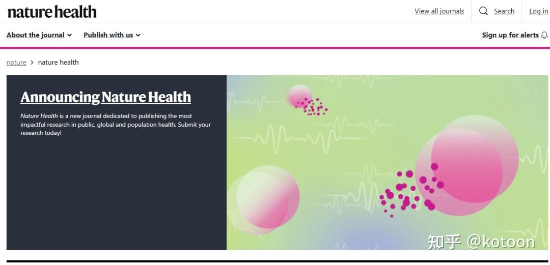 Nature出版集团宣布推出全新子刊《Nature Health》 - 知乎