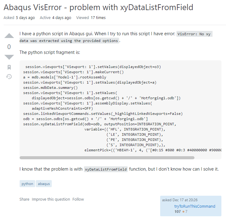 ABAQUS提示No xy data was extracted using the provided options - 知乎