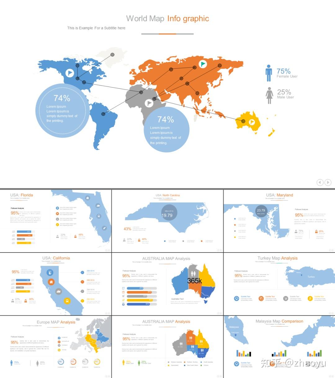 超强地图图表PPT模板来啦，可编辑可动态展示！（建议收藏） - 知乎
