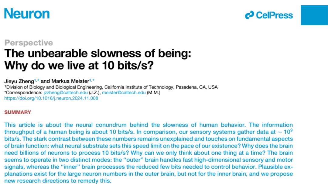 “量化”大脑转速：人类信息处理速度只有10比特/秒？ - 知乎