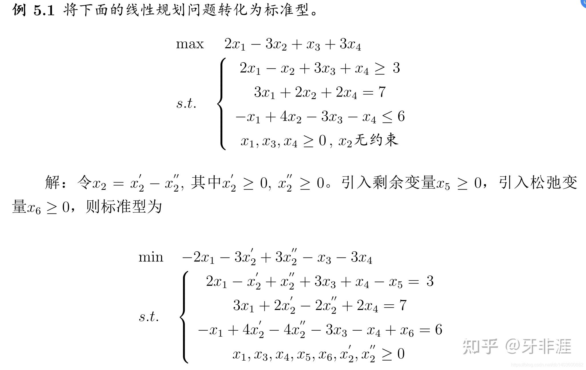 七、单纯形法求解线性规划问题 知乎