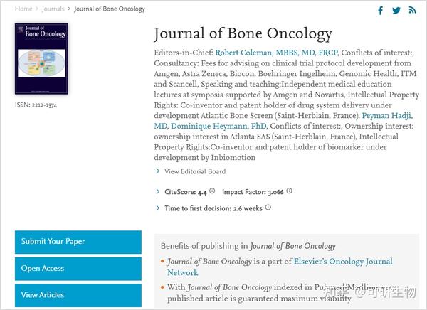 Journal of Bone Oncology：第一本专门研究癌症引起的骨病的杂志 - 知乎