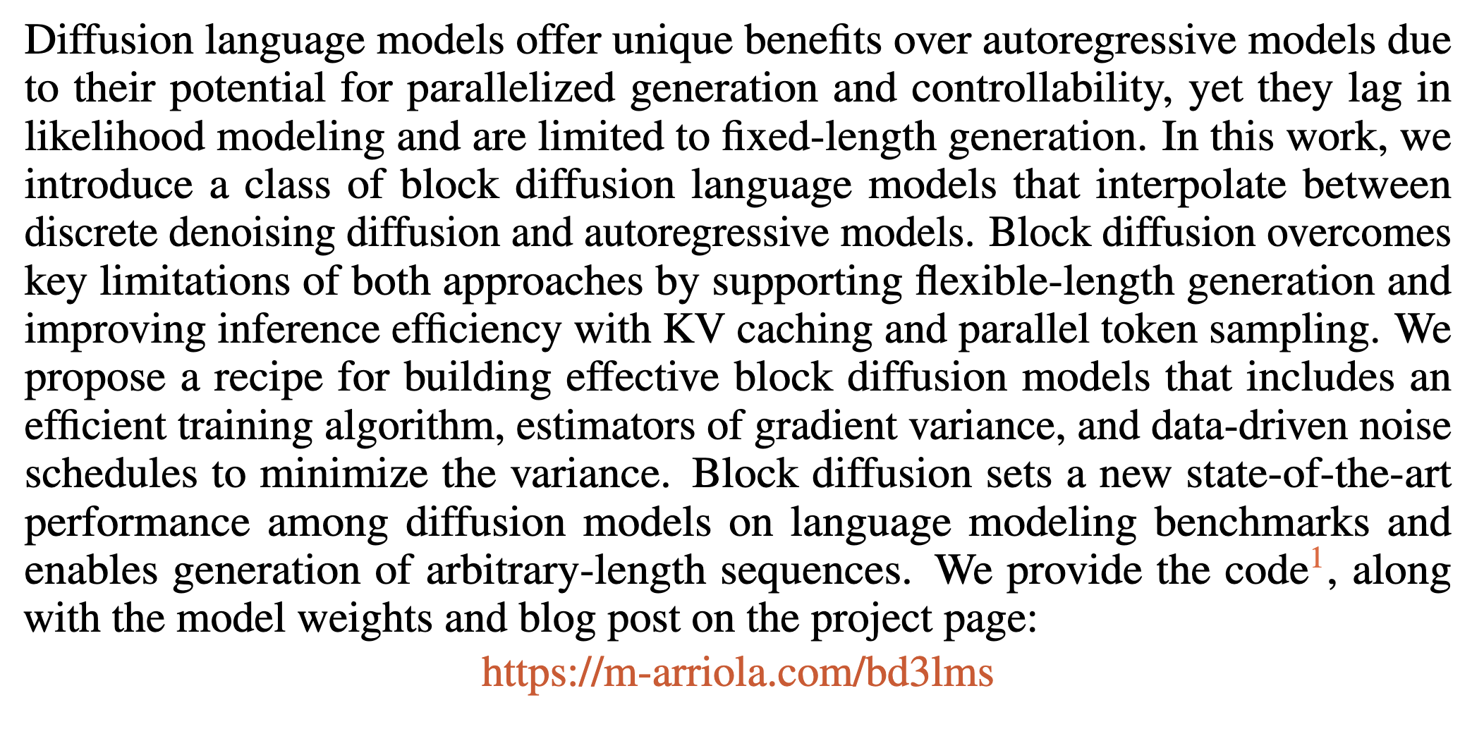 BLOCK DIFFUSION: INTERPOLATING BETWEEN AUTOREGRESSIVE AND DIFFUSION ...