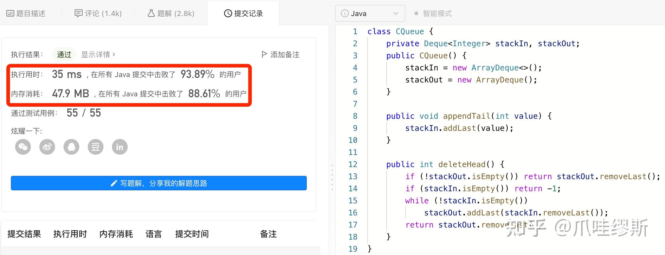 图解leetcode——剑指 Offer 09 用两个栈实现队列(难度:简单) 知乎