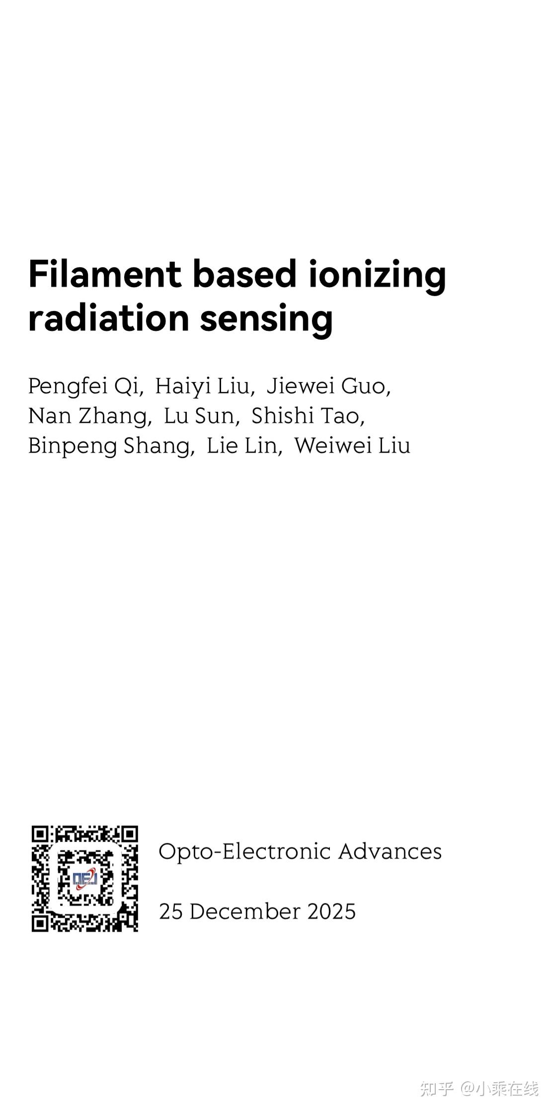 Filament based ionizing radiation sensing - 知乎