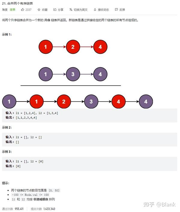 【一天一道算法题】06 合并两个有序链表 知乎
