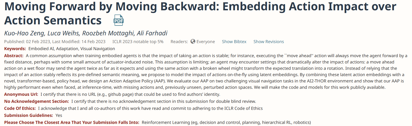 论文分享：Moving Forward by Moving Backward: Embedding Action Impact over Action Semantics - 知乎