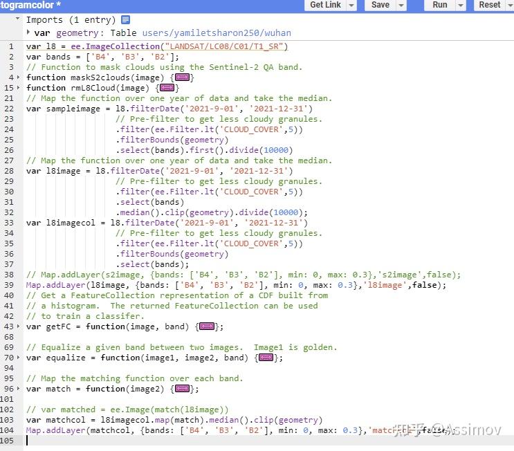 GEE中的直方图匹配并按研究区匀色镶嵌 - 知乎