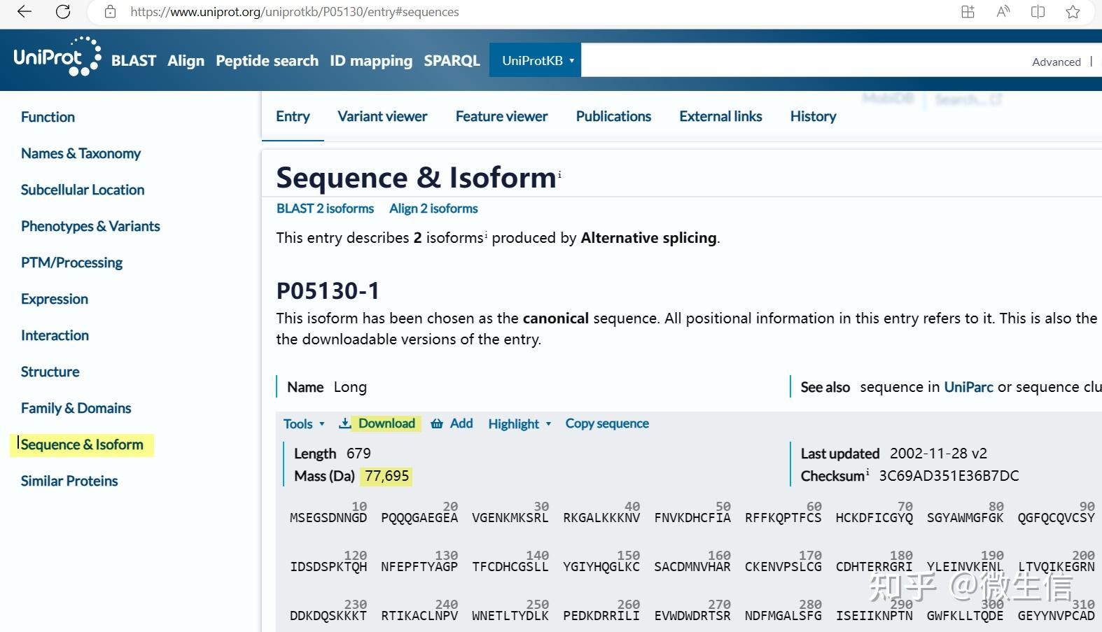 根据蛋白质序列，计算其分子量（molecular weight），在线工具，原理和python代码 - 知乎