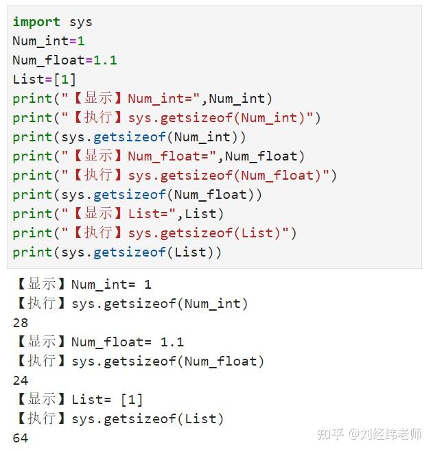 计算变量占用的内存 sys.getsizeof()方法 - 知乎