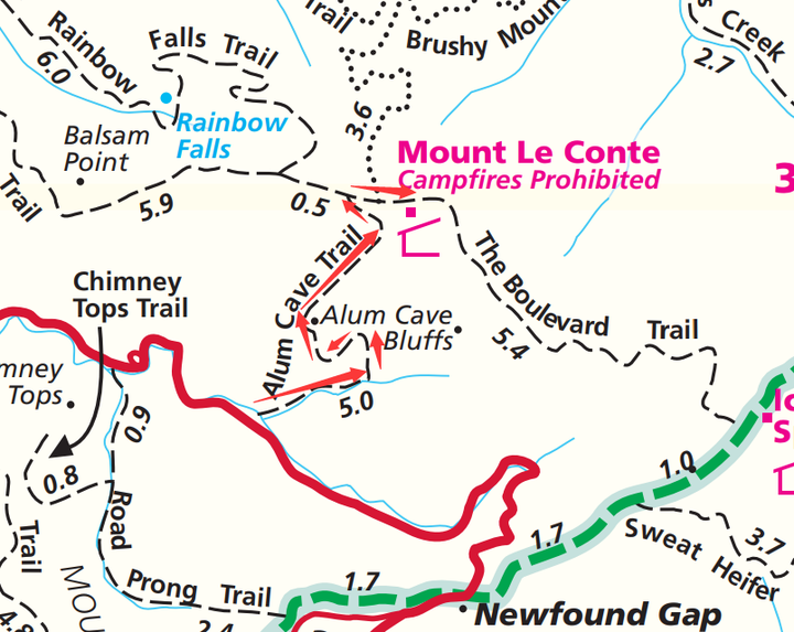 勒康特山（Mt. LeConte）的矾土洞步道（ Alum Cave Trail）路线 - 知乎