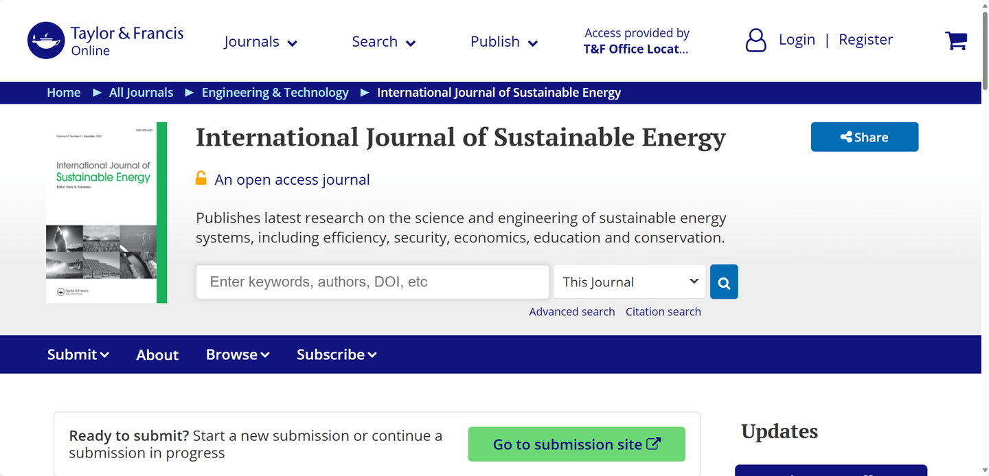 聚焦可再生能源，ESCI期刊International Journal of Sustainable Energy主题征稿中 - 知乎