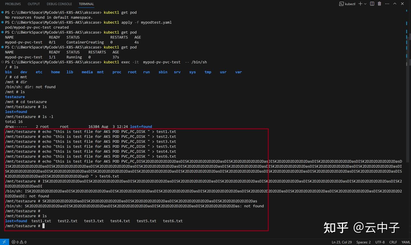 【Azure K8S|AKS】进入AKS的POD中查看文件，例如PVC Volume Mounts使用情况 - 知乎