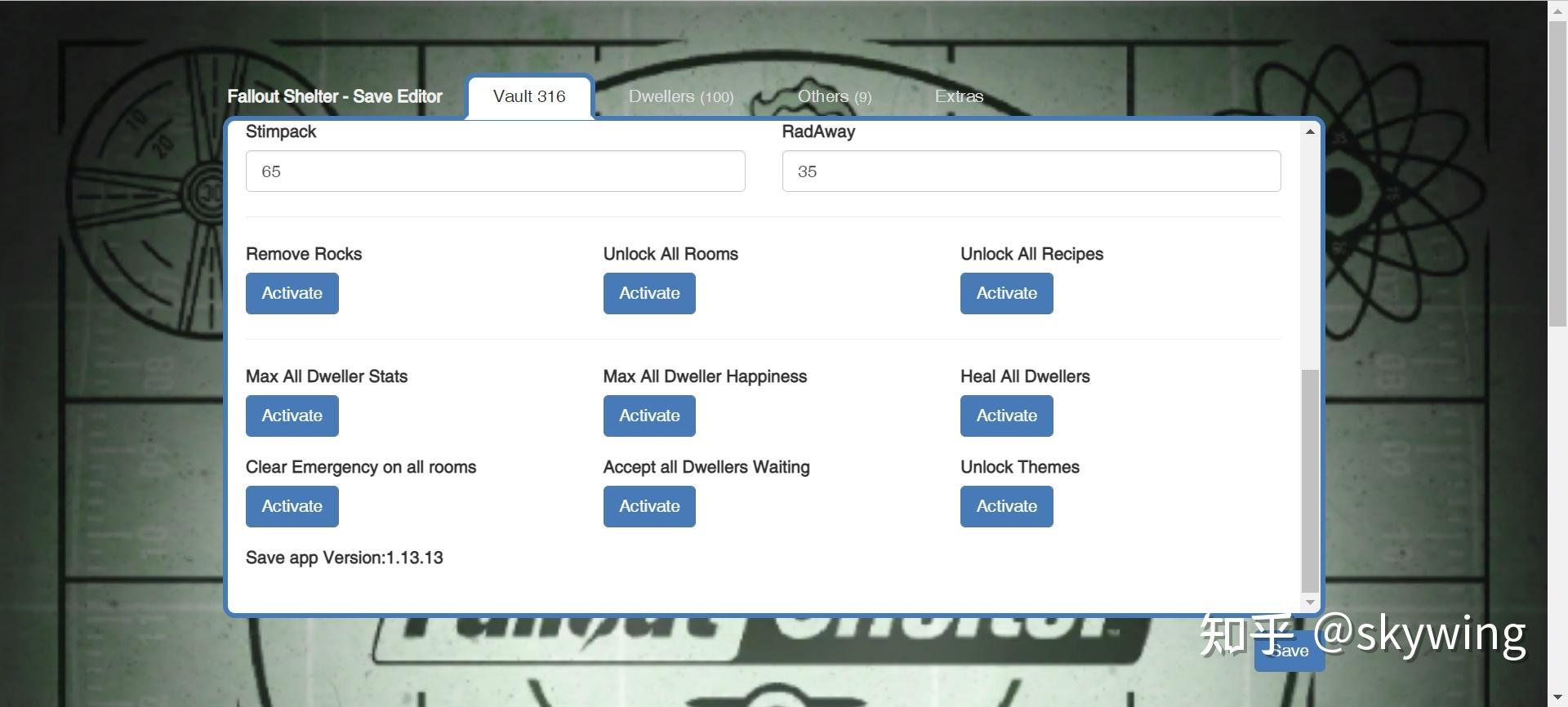分享一个辐射避难所的在线存档修改器 - 知乎
