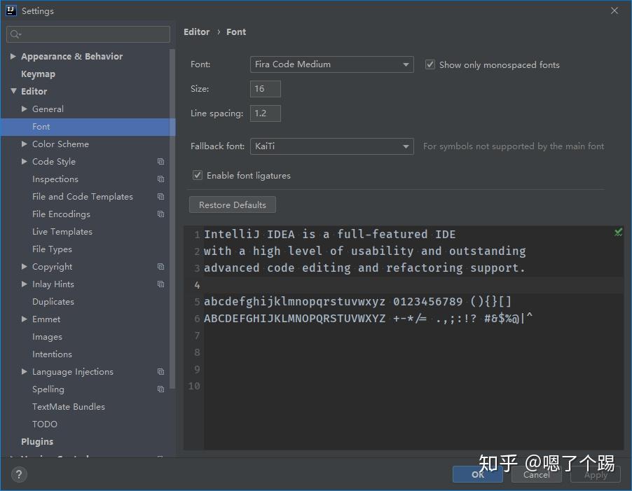 三款代码字体：Fira Code、JetBrains Mono 与 Cascadia Code - 知乎