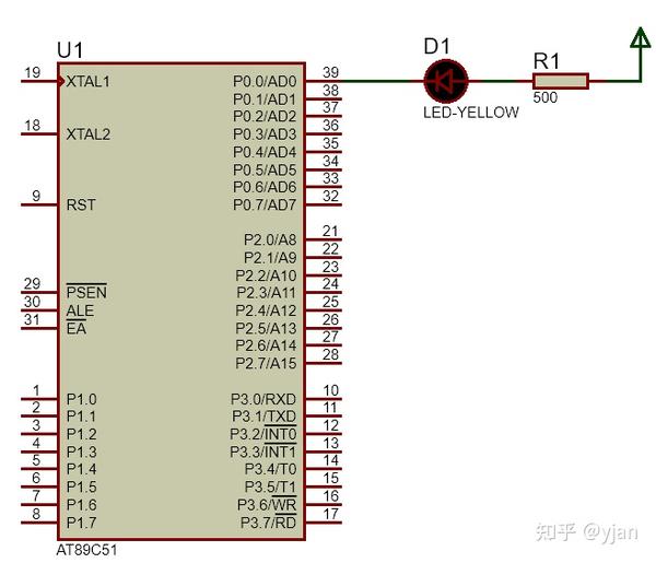51单片机Proteus仿真：点亮一个灯 - 知乎