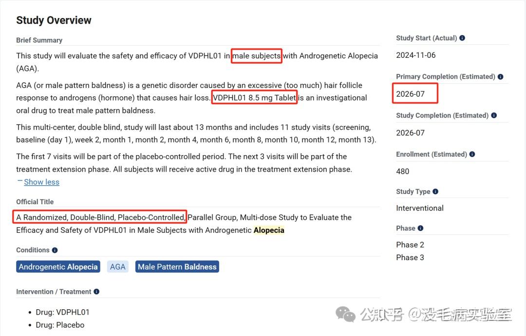 启动一项男性雄脱的随机、双盲、安慰剂对照关键II/III期临床 - 知乎