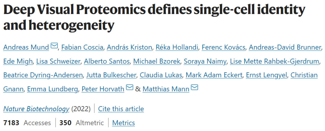 Nat Biotech | AI视觉结合蛋白质组学定义单细胞特性和异质性 - 知乎