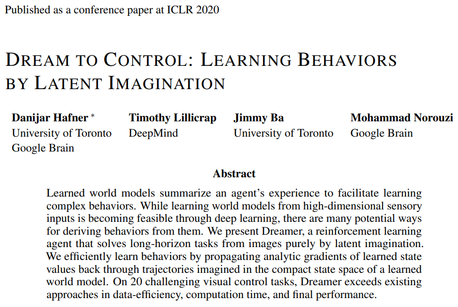 分析“Dreamer”，一个 model-based 强化学习模型，及其与 AGI 关系 - 知乎