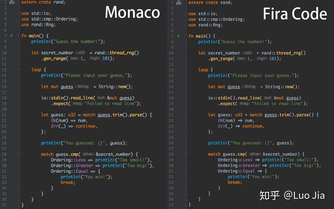 Fira Code: 一个有趣而实用的编程字体 - 知乎