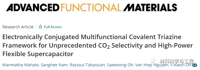 《AFM》：CO2/N2选择性和超电容性能，都达到创纪录水平！ - 知乎