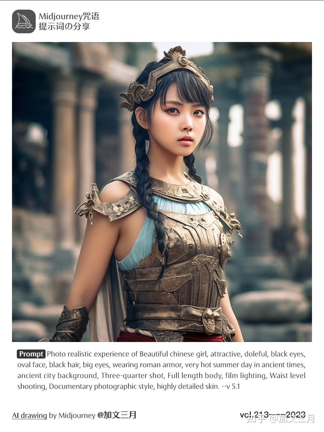 Midjourney咒语分享（13）罗马盔甲的女孩 - 知乎